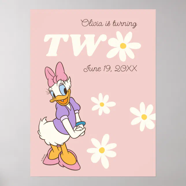 Retro Daisy Duck | Daisy 2nd Birthday Poster | Zazzle
