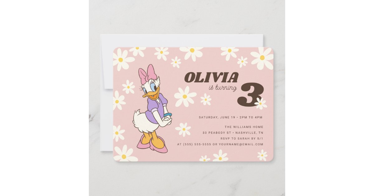 Retro Daisy Duck | Daisy Birthday Invitation | Zazzle