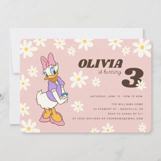 Retro Daisy Duck | Daisy Birthday Invitation | Zazzle