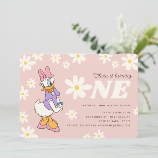 Retro Daisy Duck | Daisy First Birthday Invitation | Zazzle