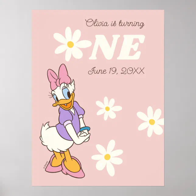 Retro Daisy Duck | Daisy First Birthday Poster | Zazzle
