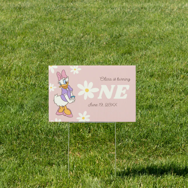 Retro Daisy Duck | Daisy First Birthday Sign | Zazzle