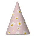 Retro daisy groovy birthday pink party hat | Zazzle