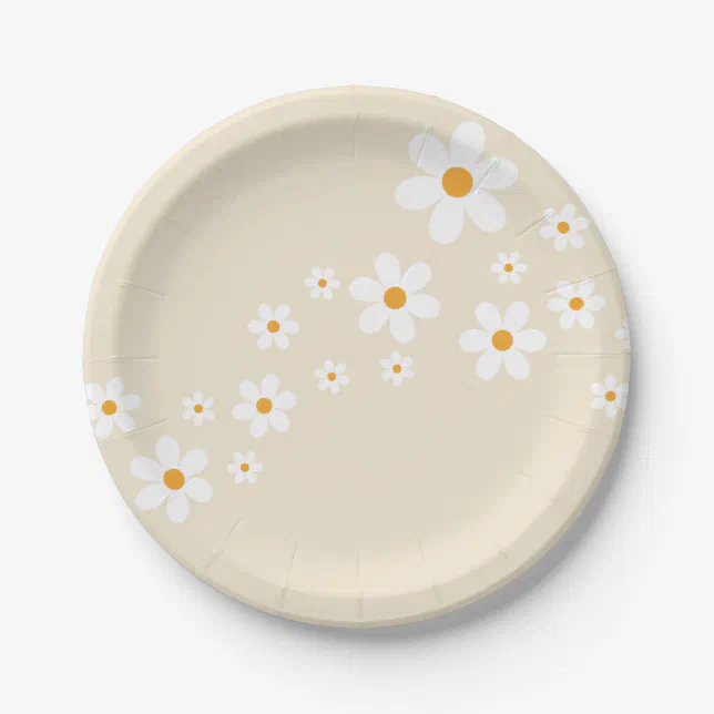 Retro Daisy Groovy bridal shower Paper Plates | Zazzle