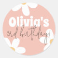 Retro Daisy Groovy Girl Birthday Party Classic Round Sticker | Zazzle