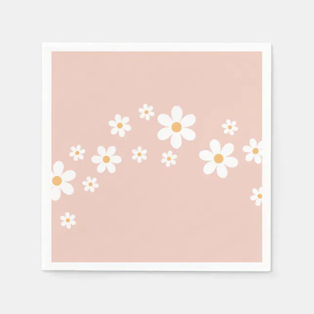 Retro Daisy Groovy Pink floral Napkins | Zazzle