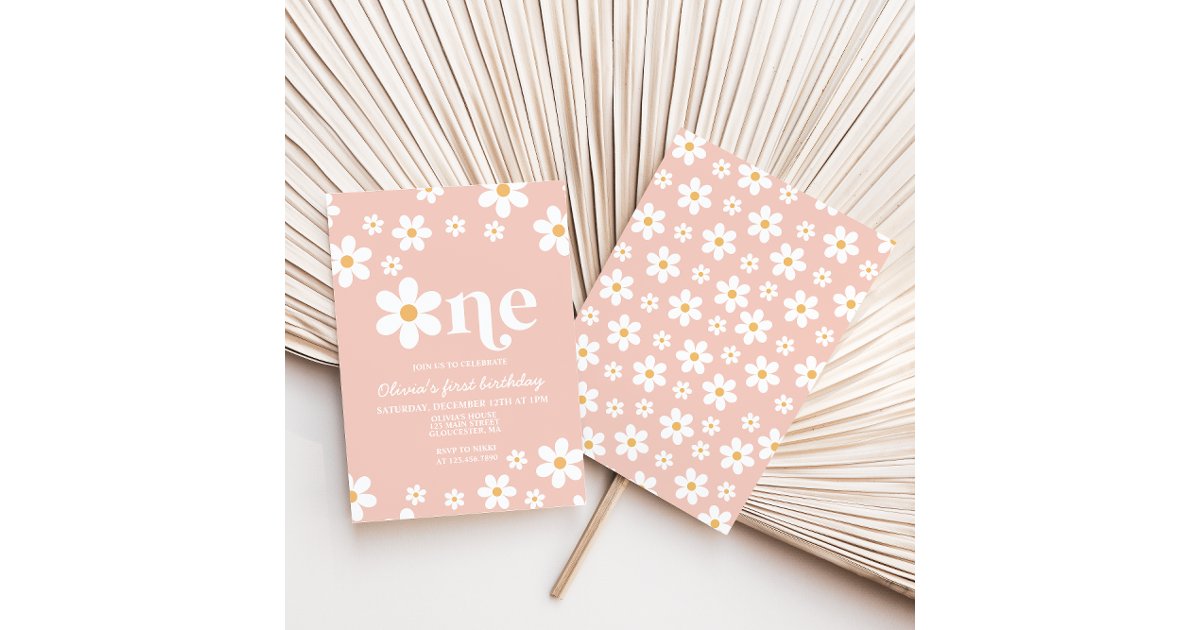 Retro Daisy One Floral 1st Birthday Invitation | Zazzle
