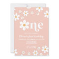 Retro Daisy One Floral 1st Birthday Invitation | Zazzle