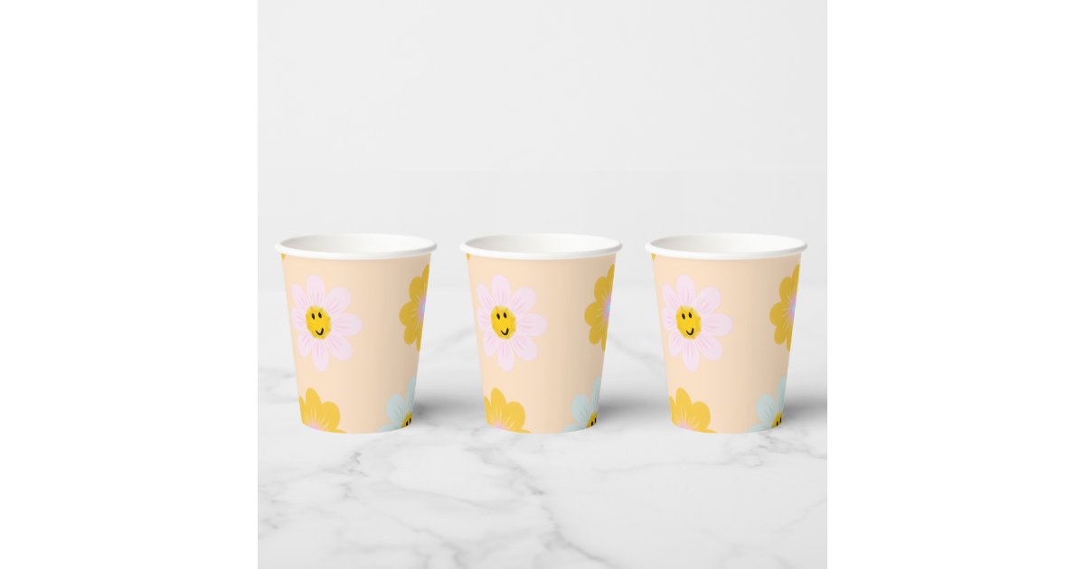 Retro Daisy Paper Cups | Zazzle