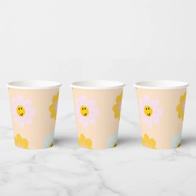 Retro Daisy Paper Cups | Zazzle