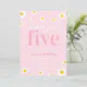 Retro Daisy Pastel Pink Minimal 5th Birthday Invitation | Zazzle