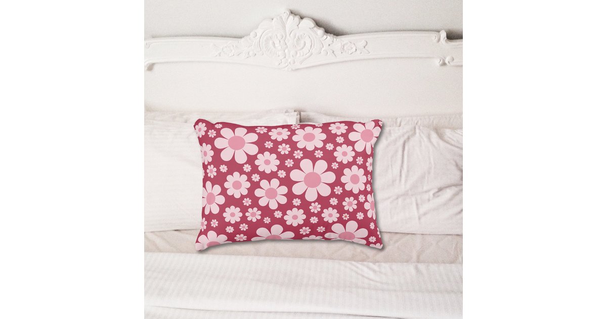 Retro Daisy Pattern Pink Pillow Case | Zazzle