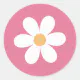 Retro Daisy Pink Classic Round Sticker | Zazzle