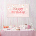 Retro Daisy Pink Happy Birthday Banner | Zazzle