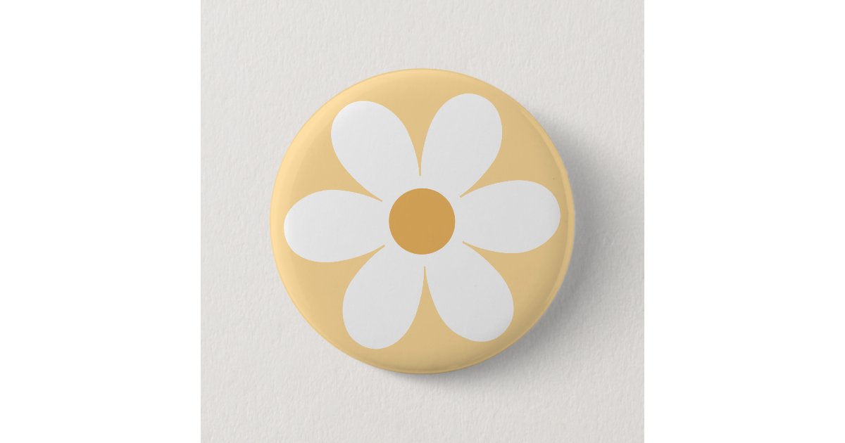 Retro daisy yellow boho button | Zazzle