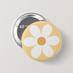 Retro daisy yellow boho button | Zazzle