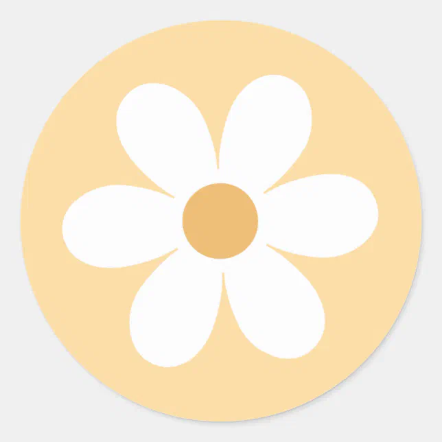 Retro daisy yellow boho classic round sticker | Zazzle