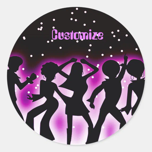 Retro Dance Party Pink Classic Round Sticker | Zazzle