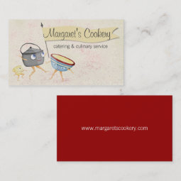 Retro dancing cooking pots utensils biz card | Zazzle