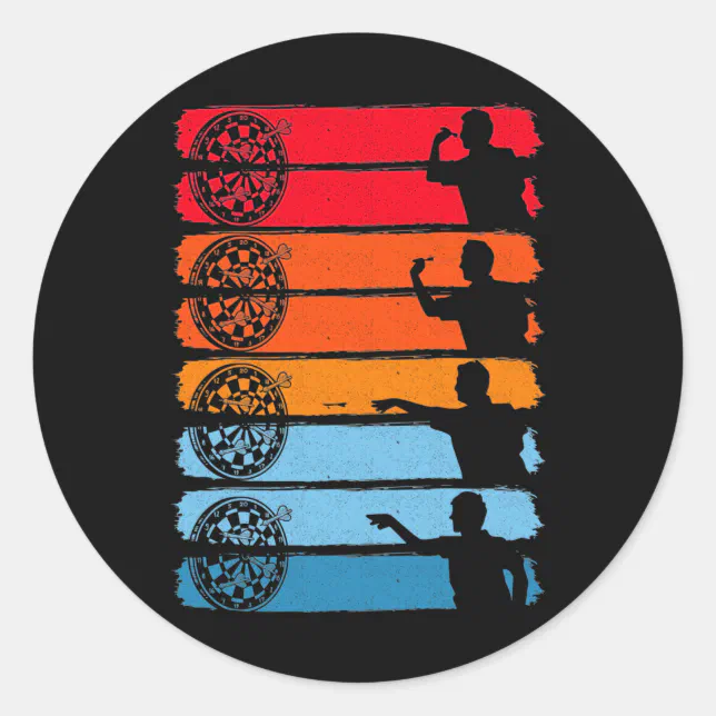 Retro Dart Throwing Dartboard Bullseye Darts Classic Round Sticker | Zazzle
