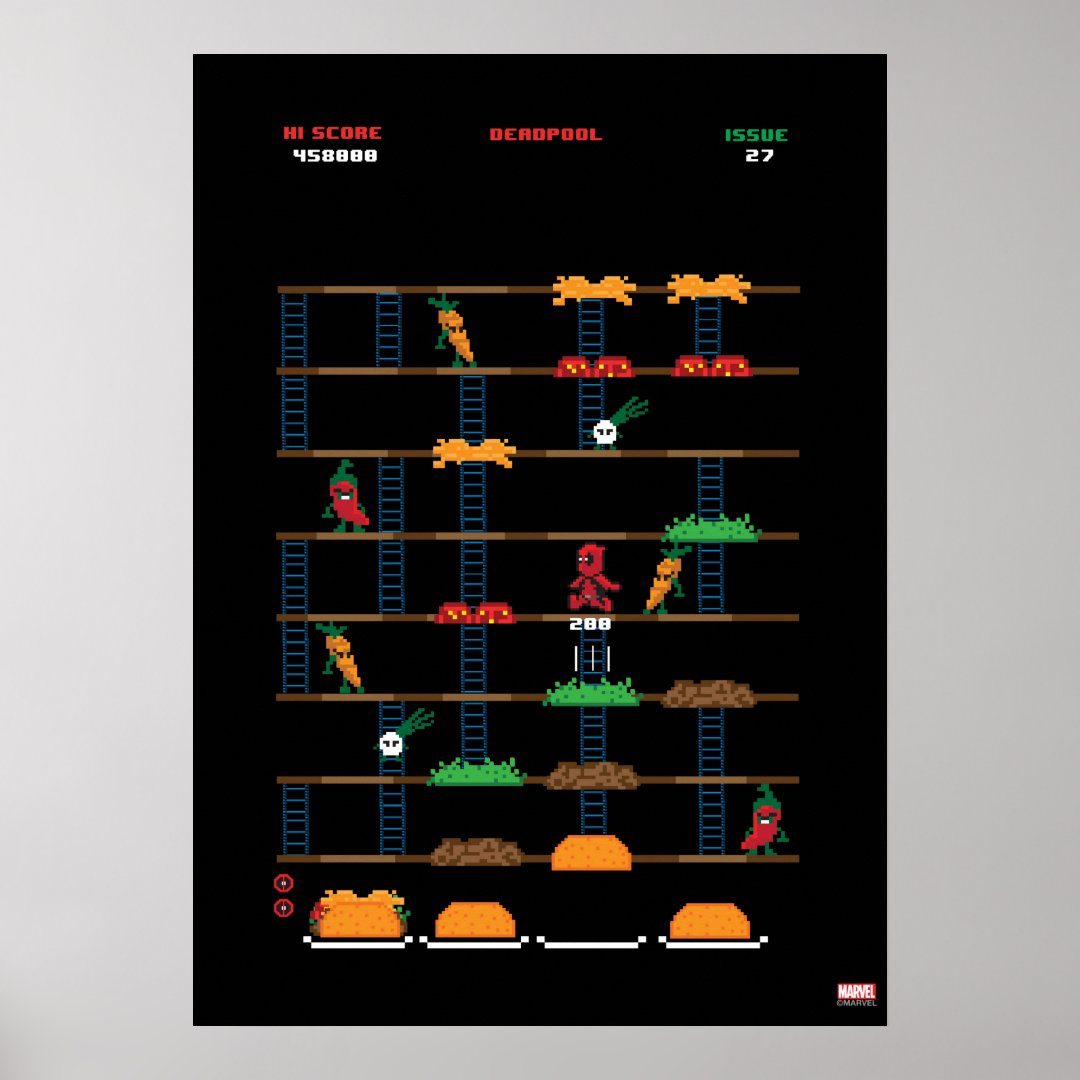 Retro Deadpool Taco Video Game Poster | Zazzle