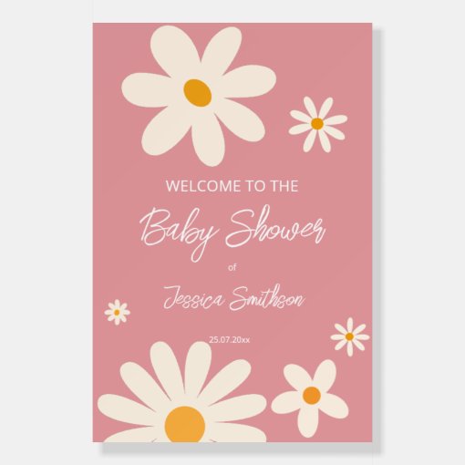 Retro desert daisy boho baby shower welcome sign | Zazzle