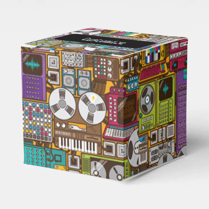 Retro Devices Recording Studio Cube Favor Box | Zazzle