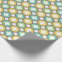 Retro Diamond in Circle Pattern Blue Green Gold Wrapping Paper | Zazzle