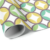 Retro Diamond in Circle Pattern Blue Green Gold Wrapping Paper | Zazzle