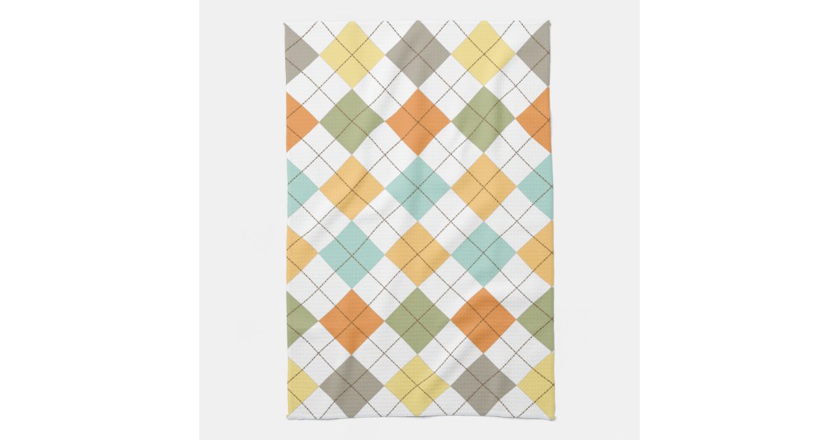 Retro Diamond Pattern Kitchen Towel | Zazzle