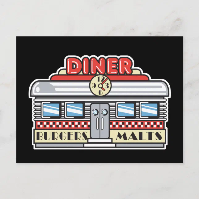 retro diner design postcard | Zazzle