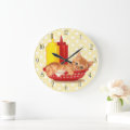 Retro diner hungry kitten large clock | Zazzle