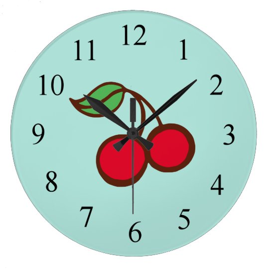 Retro Diner Kitchen Turquoise Cherry Wall Clock | Zazzle.com