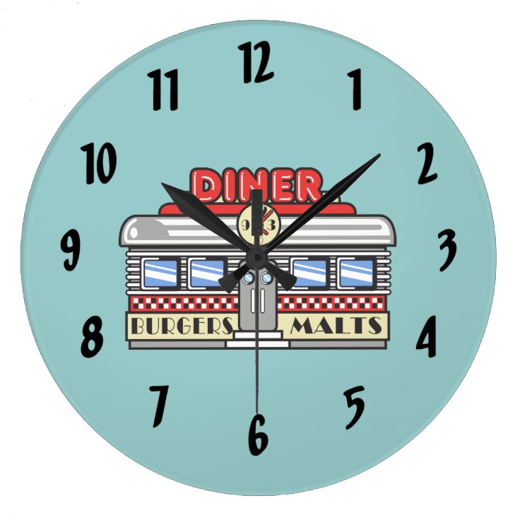 Retro DIner Large Clock | Zazzle
