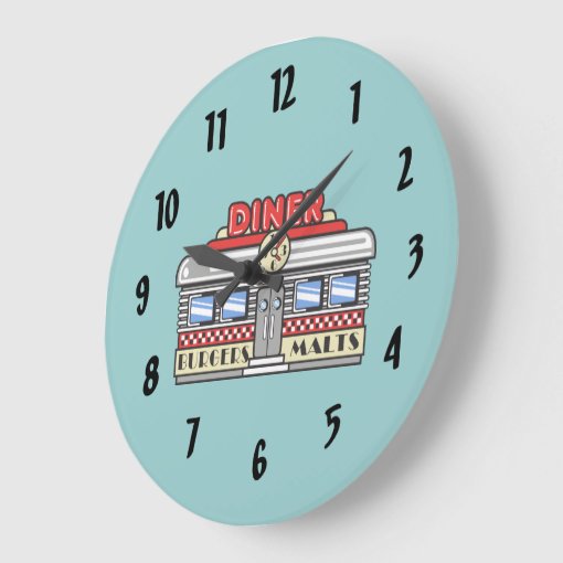 Retro DIner Large Clock | Zazzle