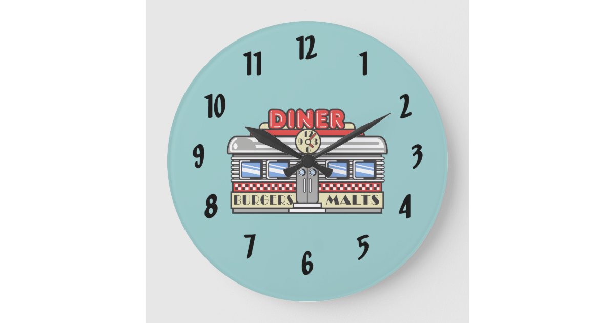 Retro DIner Large Clock | Zazzle