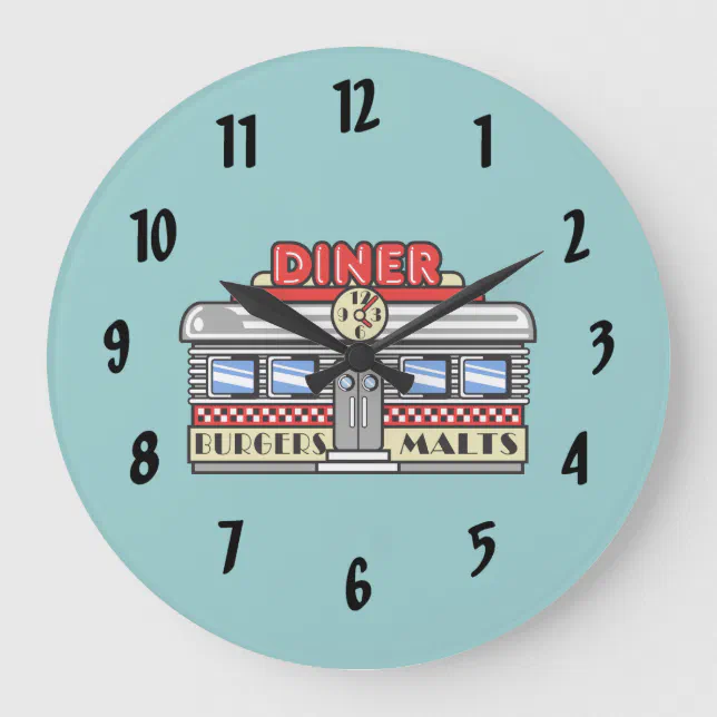 Retro DIner Large Clock | Zazzle