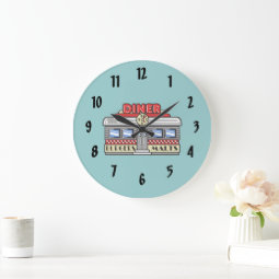 Retro DIner Large Clock | Zazzle