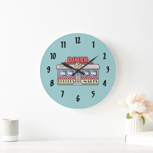 Retro DIner Large Clock | Zazzle