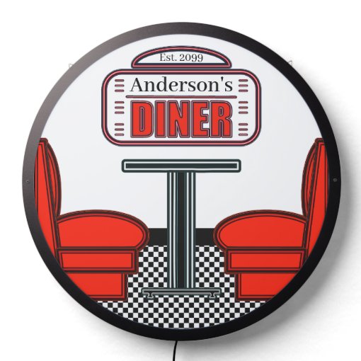 Retro Diner Red Diner LED Sign | Zazzle
