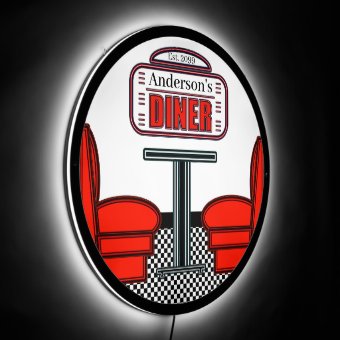 Retro Diner Red Diner LED Sign | Zazzle