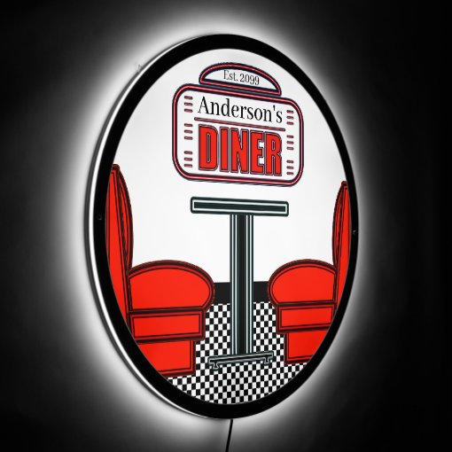 Retro Diner Red Diner LED Sign | Zazzle