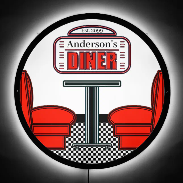 Retro Diner Red Diner LED Sign | Zazzle