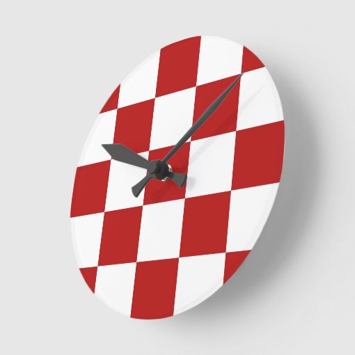 Retro Diner Red & White Checkers Clock Vintage | Zazzle