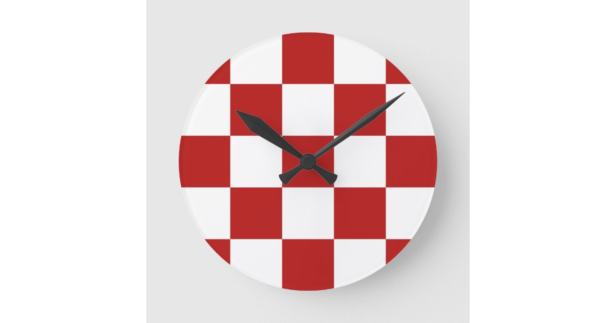 Retro Diner Red & White Checkers Clock Vintage | Zazzle