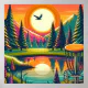 Retro Disc Golf Sunset and Trees Poster | Zazzle