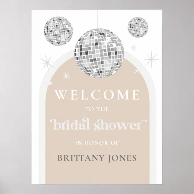 Retro Disco Ball Bridal Shower Welcome Poster | Zazzle