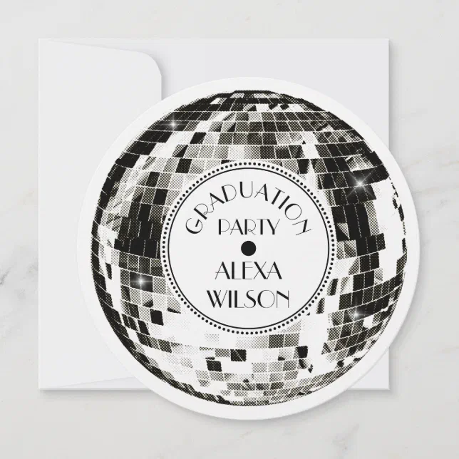 Retro Disco ball Graduation Party Invitation | Zazzle