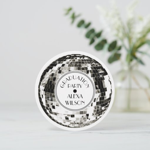Retro Disco ball Graduation Party Invitation | Zazzle