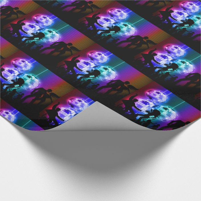 Retro Disco Ball Party Theme with Rainbow Colors Wrapping Paper ...